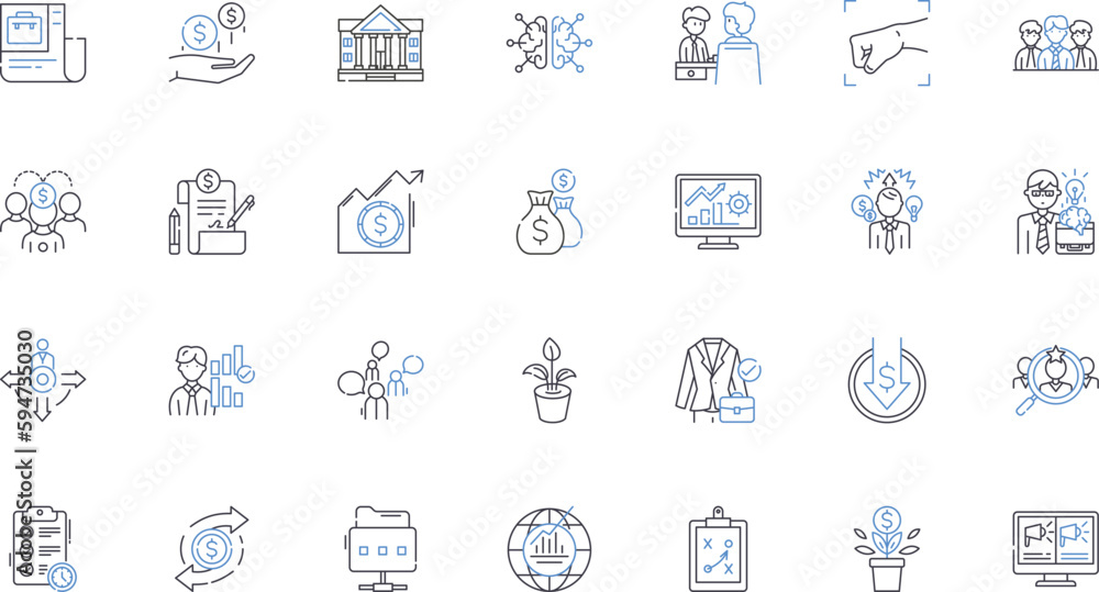 Investment Strategy line icons collection. Diversification, Risk ...