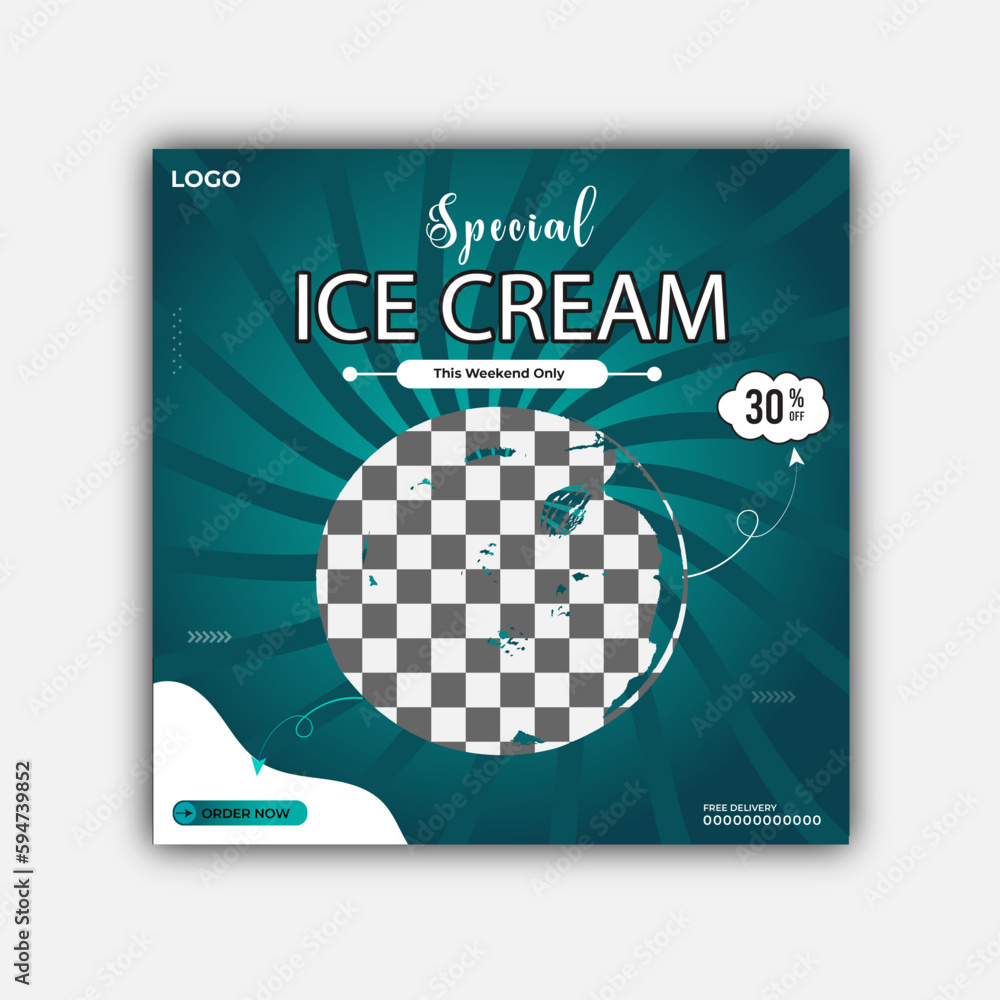 Free EPS vector ice cream social media post design template Banner ...