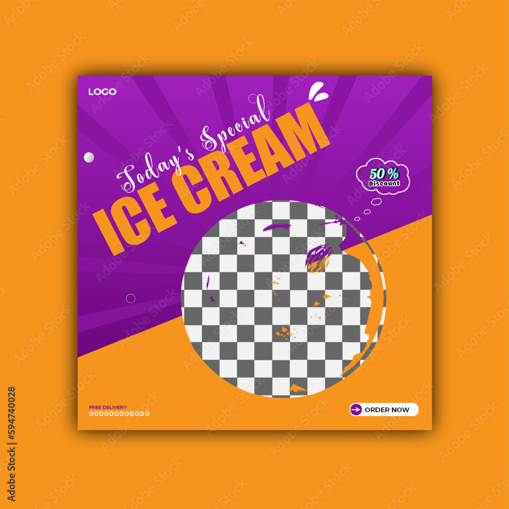 Free EPS vector ice cream social media post design template Banner ...