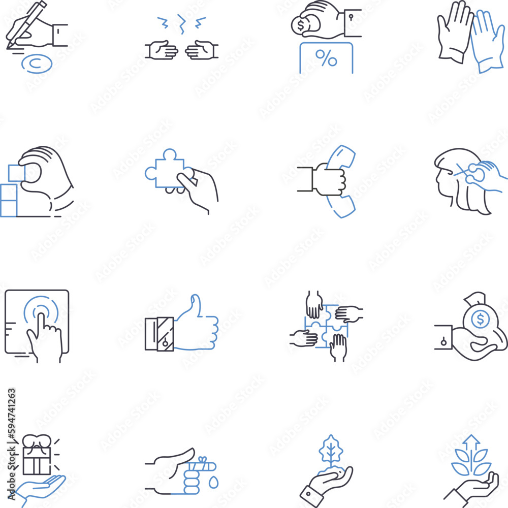 Communication style line icons collection. Assertive, Aggressive ...