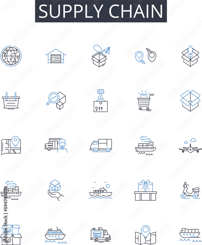 Supply chain line icons collection. Value stream, Logistics nerk ...