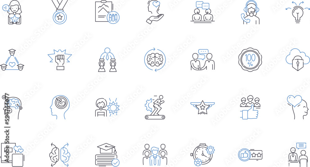 Mutual exploring line icons collection. Adventure, Discovery ...