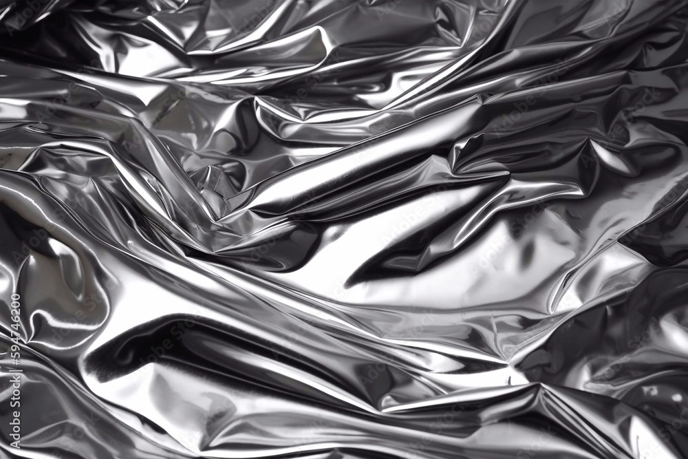 Wrinkled silver foil sheet background created by generative AI Stock ...