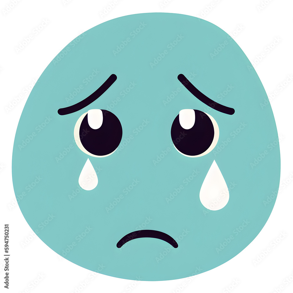 AI generative ClipArt - A crying blue Face with transparent background ...