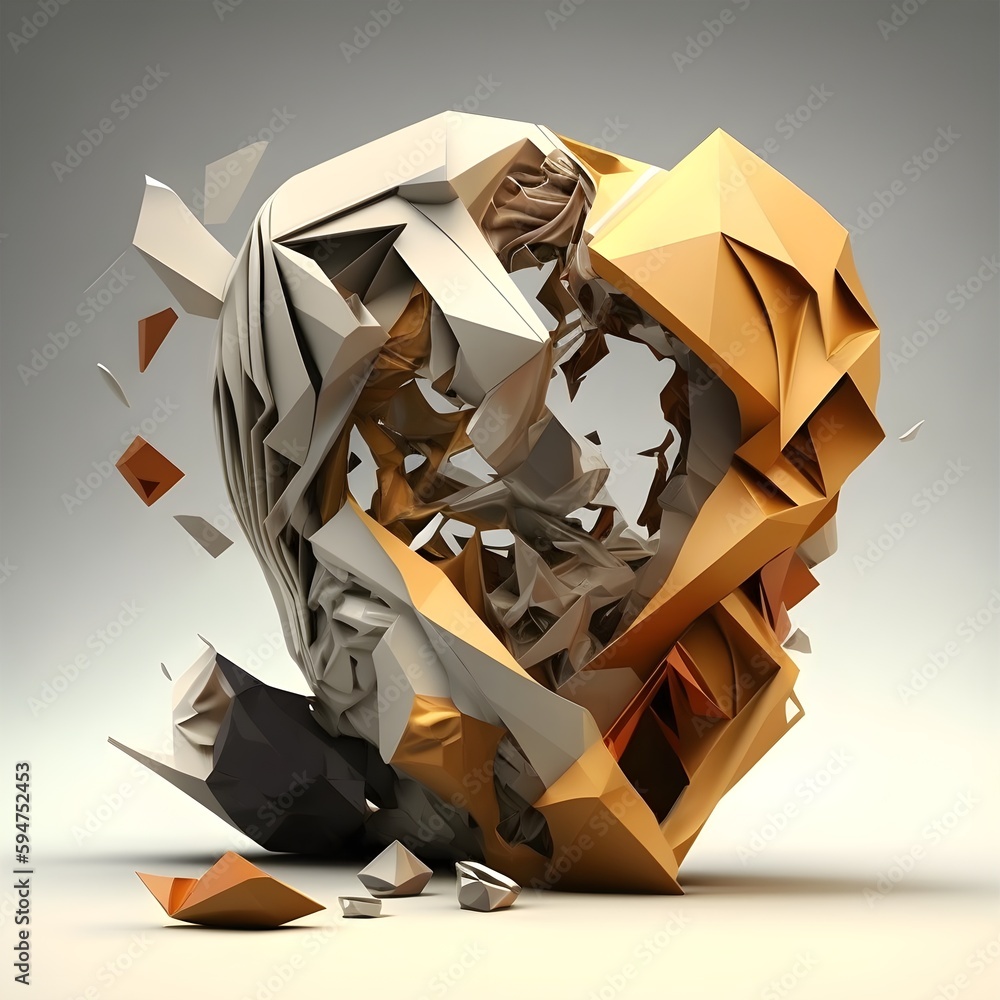 Deconstructed Human Face with Roman centurions helmet Deconstructivism ...