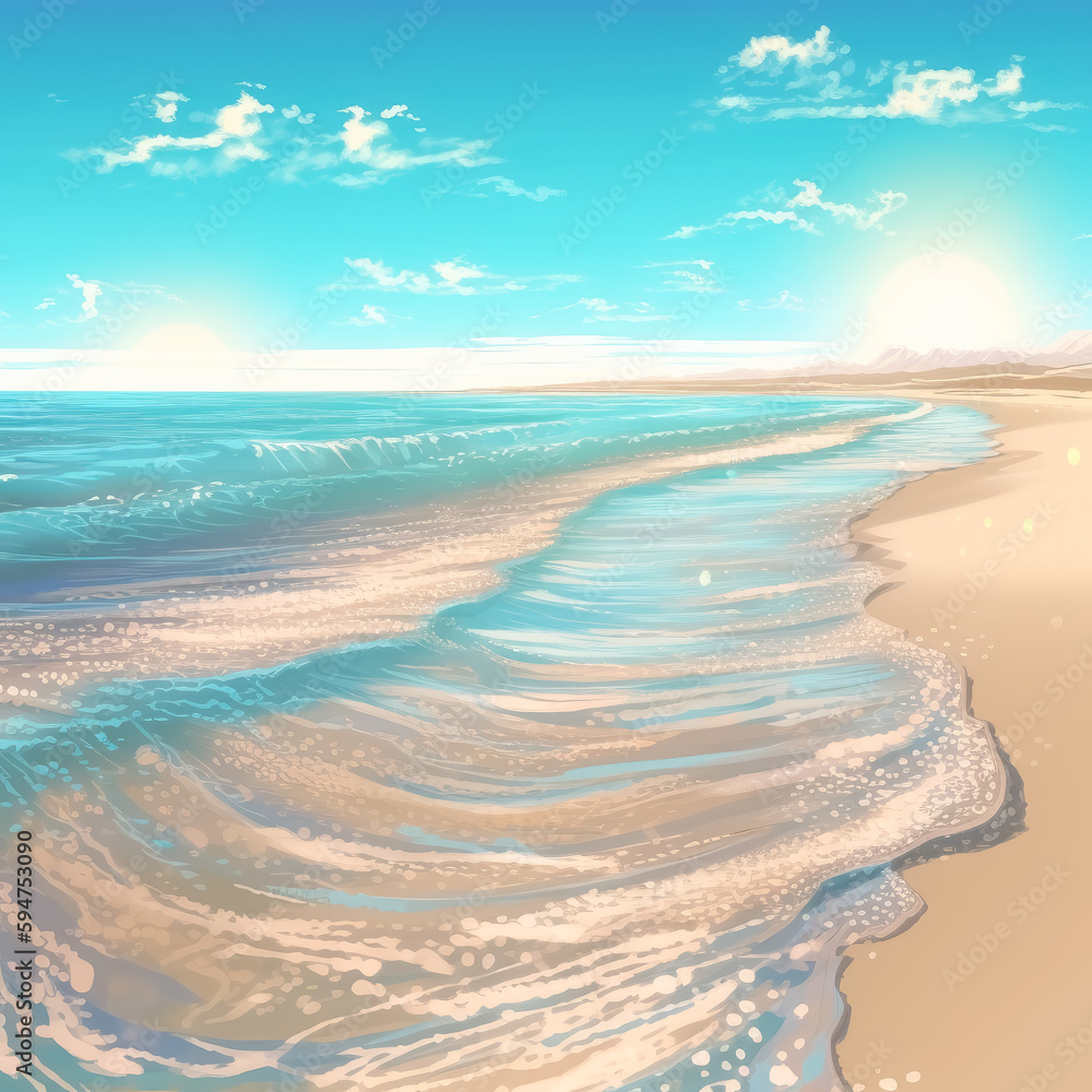 ภาพประกอบสต็อก Pixel beach, sand, sea, sky, and clouds wallpaper ...