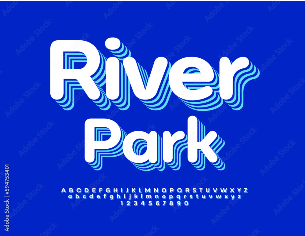 Vector bright Sign River Park with funny Alphabet Letters, Numbers and ...