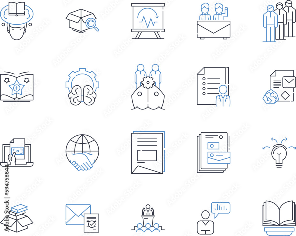 Competitive intelligence line icons collection. Analysis, Benchmarking, Profiling, Monitoring ...