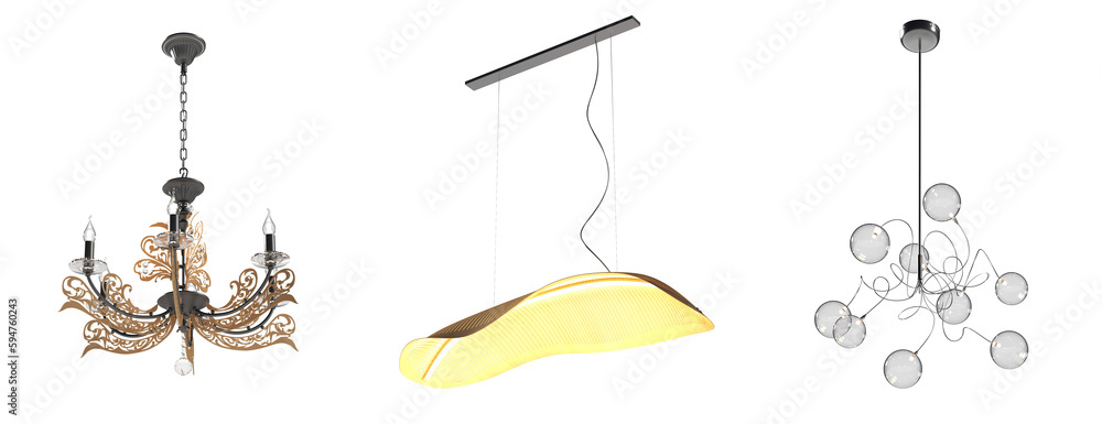 chandelier on the ceiling isolated on transparent background, hanging ...