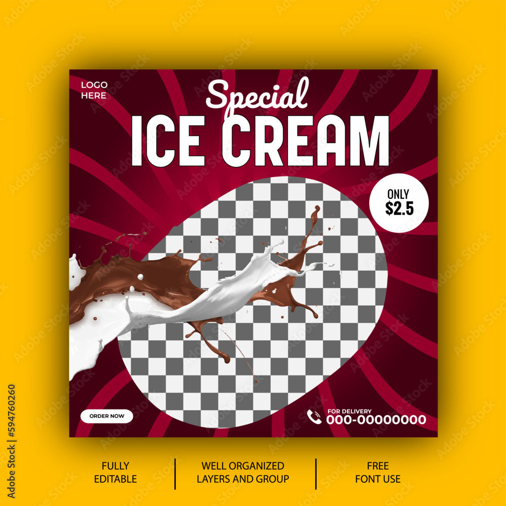 Free EPS vector ice cream social media post design template Banner ...
