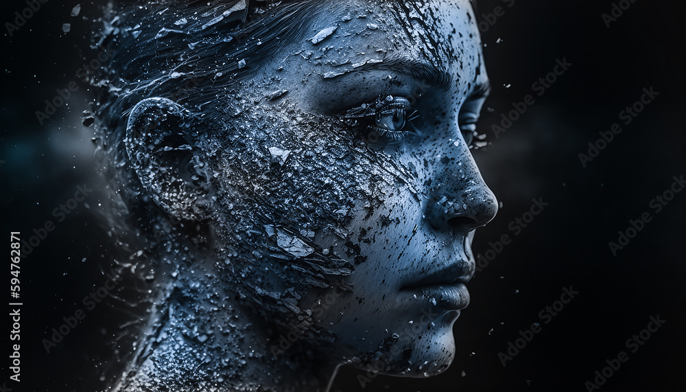 Young sad woman sits alone front of the window. Crying girl. Allergy ...