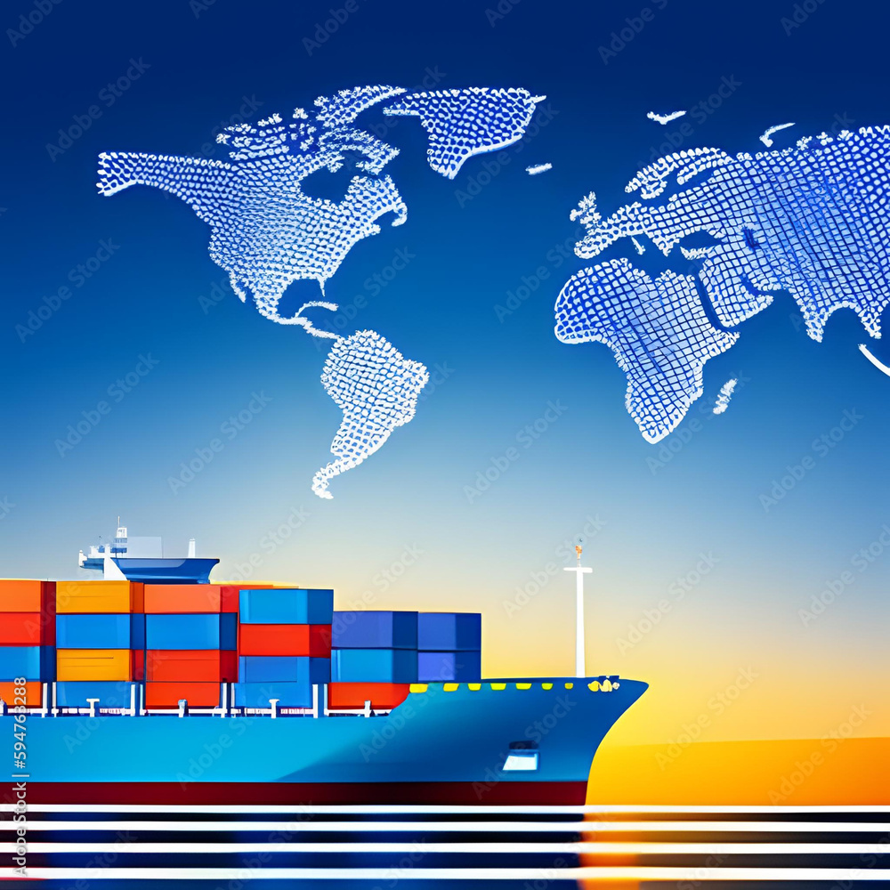 Container cargo ship global business logistics import export freight ...