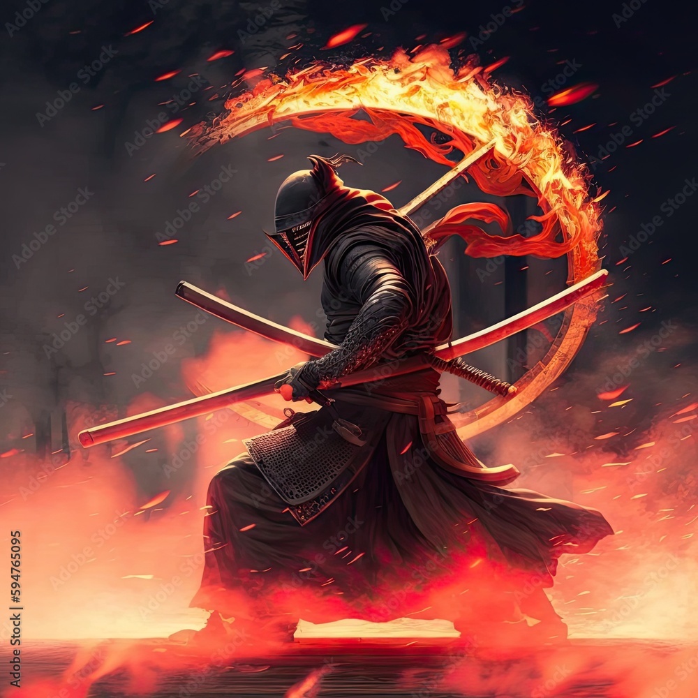 ninja warrior with sword and shield created with generative AI ...