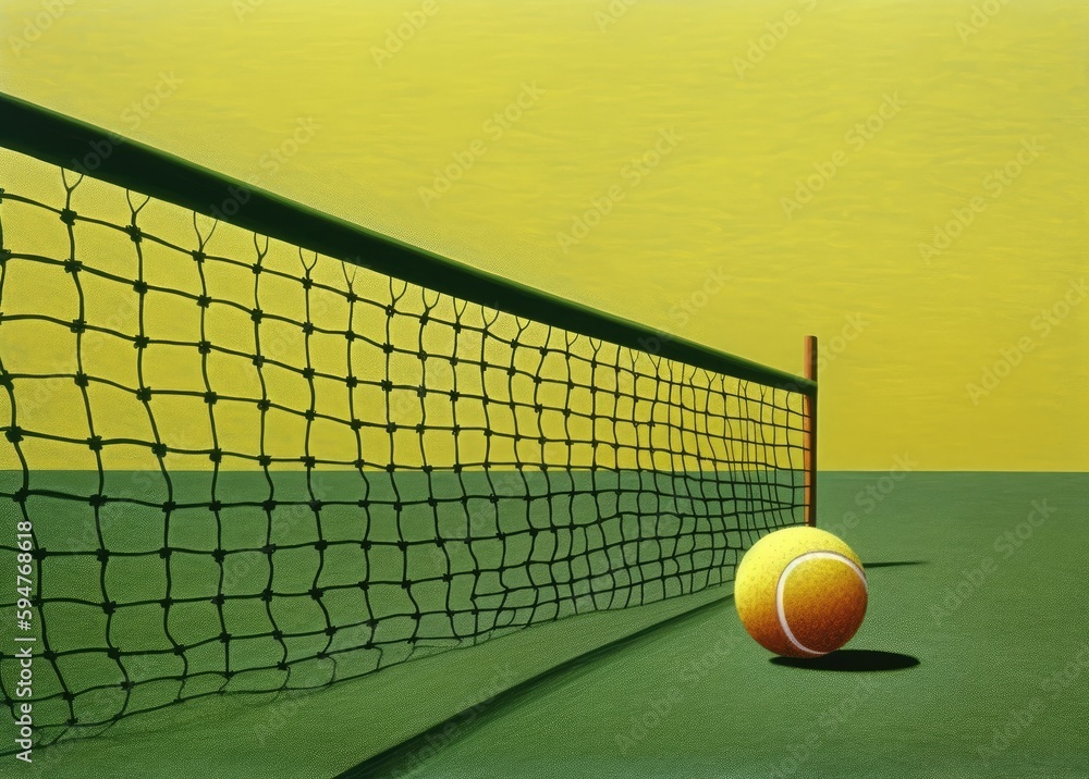 Ball in the shade of the net of a blue paddle tennis court. created ...