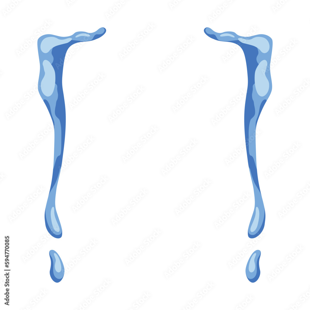 Cartoon tear drops icon. Sorrow cry streams, tear blob. Crying fluid ...