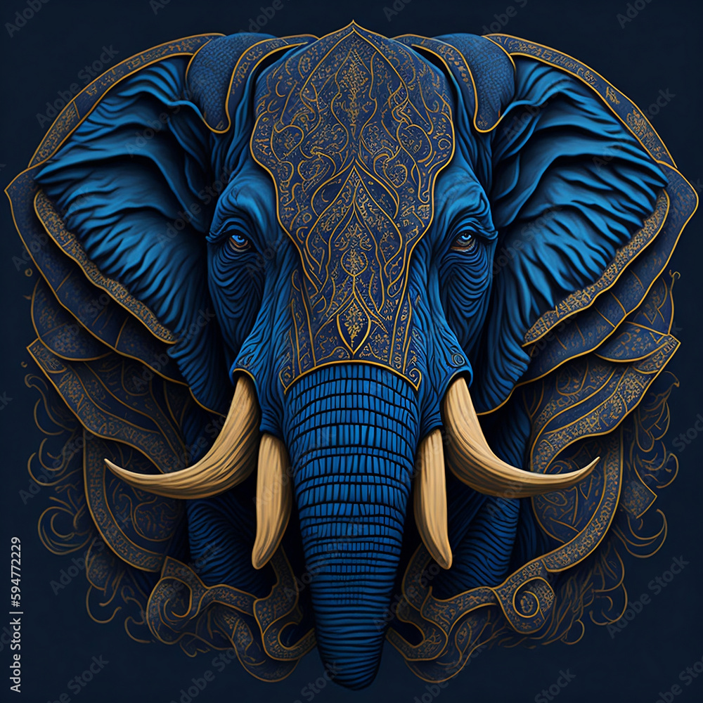 T-shirt design with realistic elephant portrait. Colorful print design ...