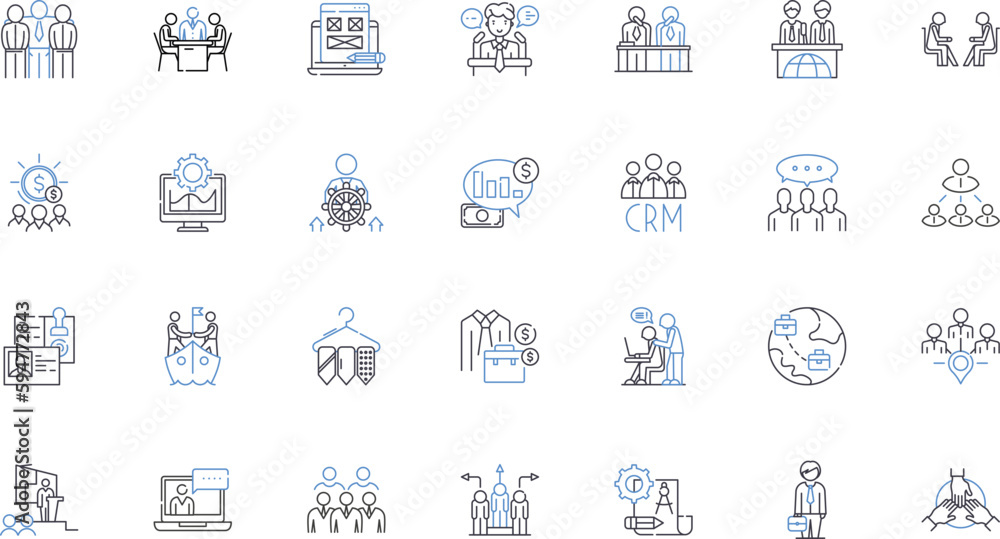 Authorities Management line icons collection. Leadership, Responsibility, Command, Direction ...