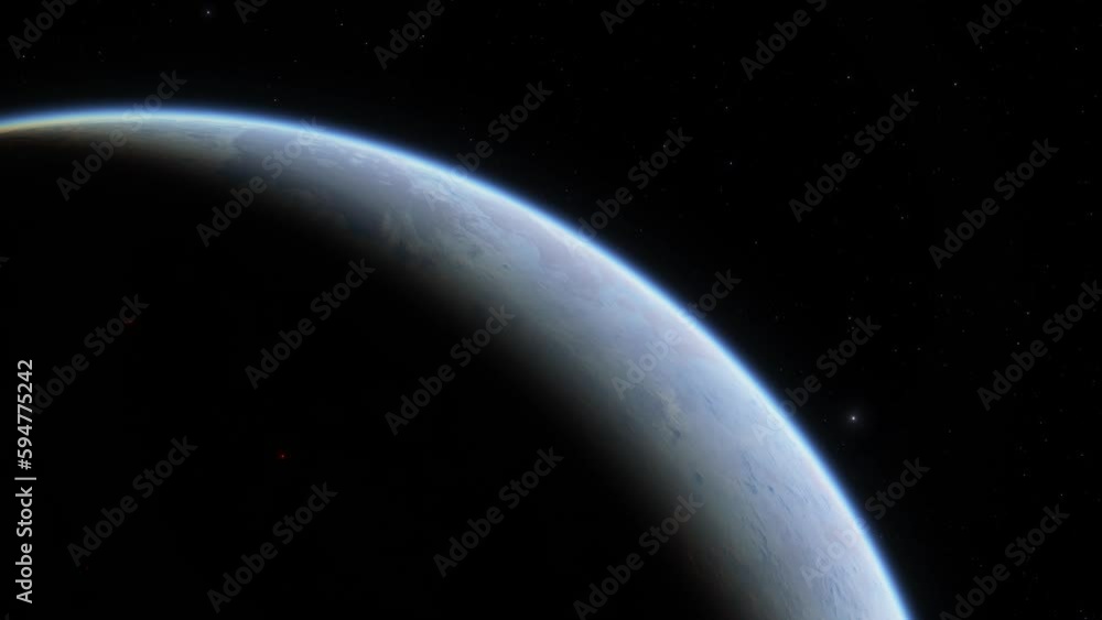 Cinematic animation of exoplanet in another solar system. A ...