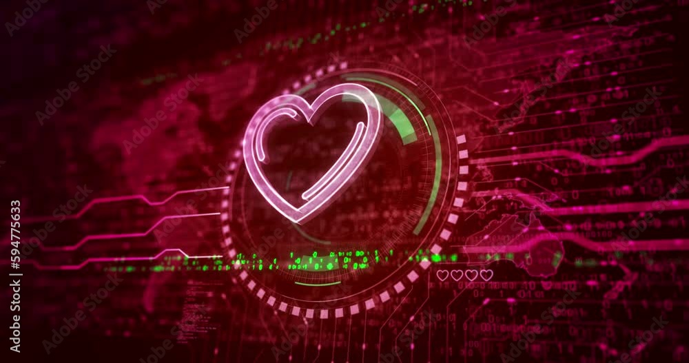 Heart love health ai tech code and cyber dating symbol abstract digital ...