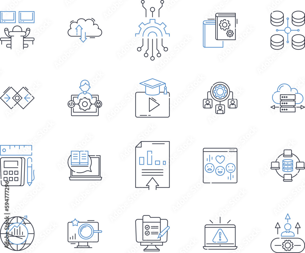 Vetor de Internet equipment line icons collection. Modem, Router ... Vetor de Internet equipment line icons collection. Modem, Router ...