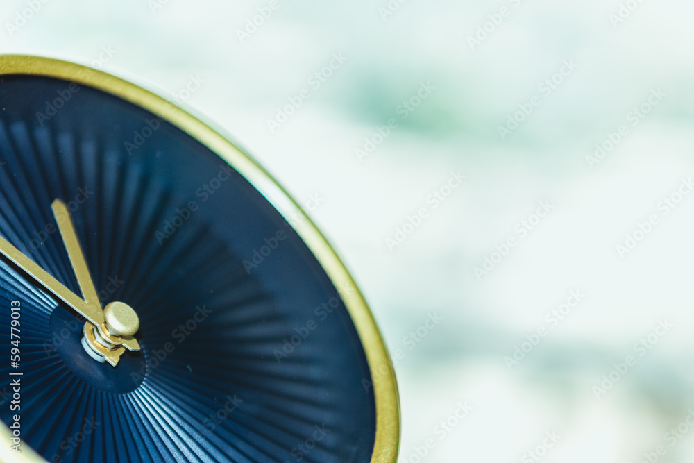 time is money concept, dark blue pattern clock with gold frame Stock ...