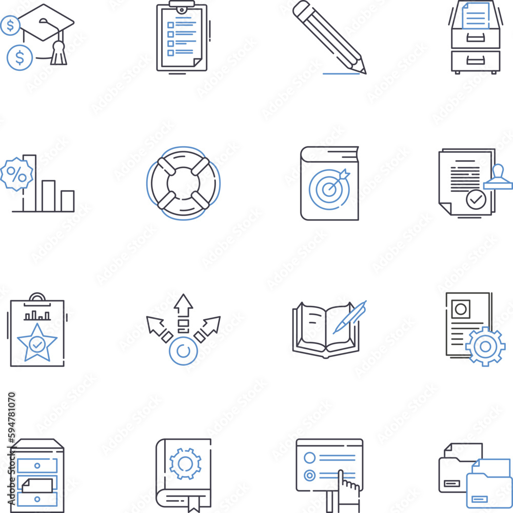 Note-taking tools line icons collection. Evernote, OneNote, Google Keep ...