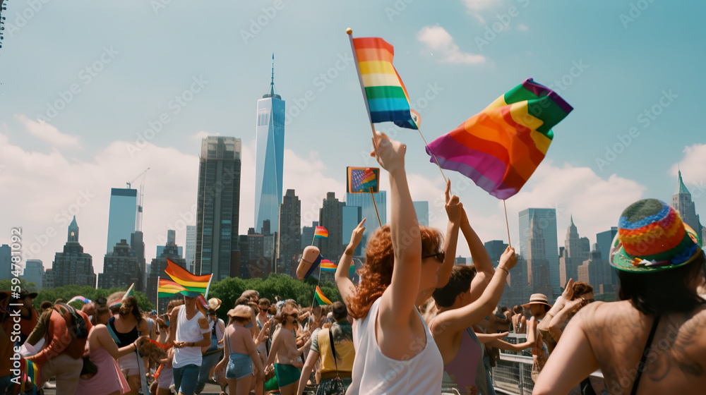 City Pride Parade LGBT participants, AI generative LGBTQ festival ...