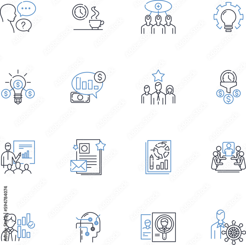Vetor de Market segmentation line icons collection. Demographics ...