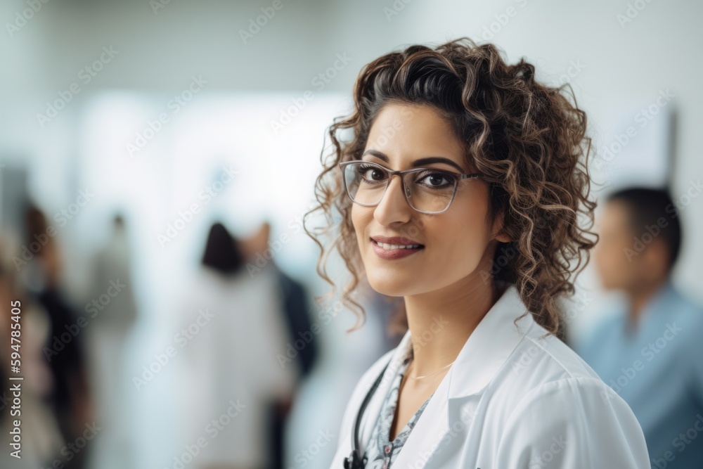 Lifestyle portrait photography of a pleased doctor in her 40s wearing a ...