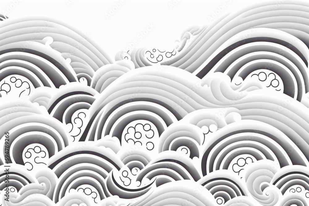 An intricate and vibrant image featuring a traditional Japanese wave ...