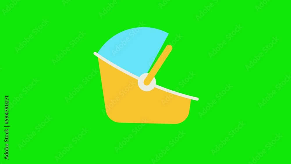 Cartoon baby basket animation on a green screen. Baby Moses icon ...