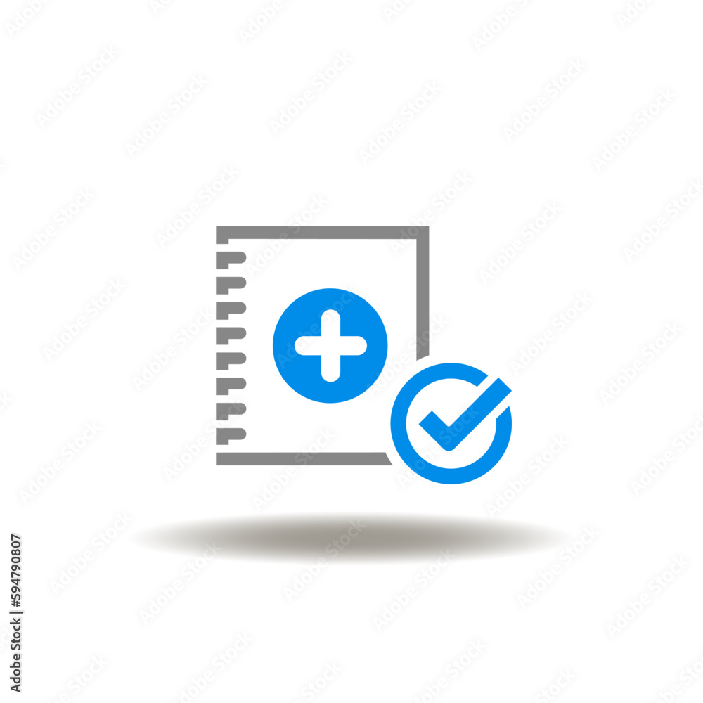 Vector illustration of booklet with cross and check mark. Icon of ...