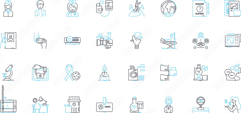 Anatomy linear icons set. Skeleton, Muscles, Tendons, Ligaments, Organs ...