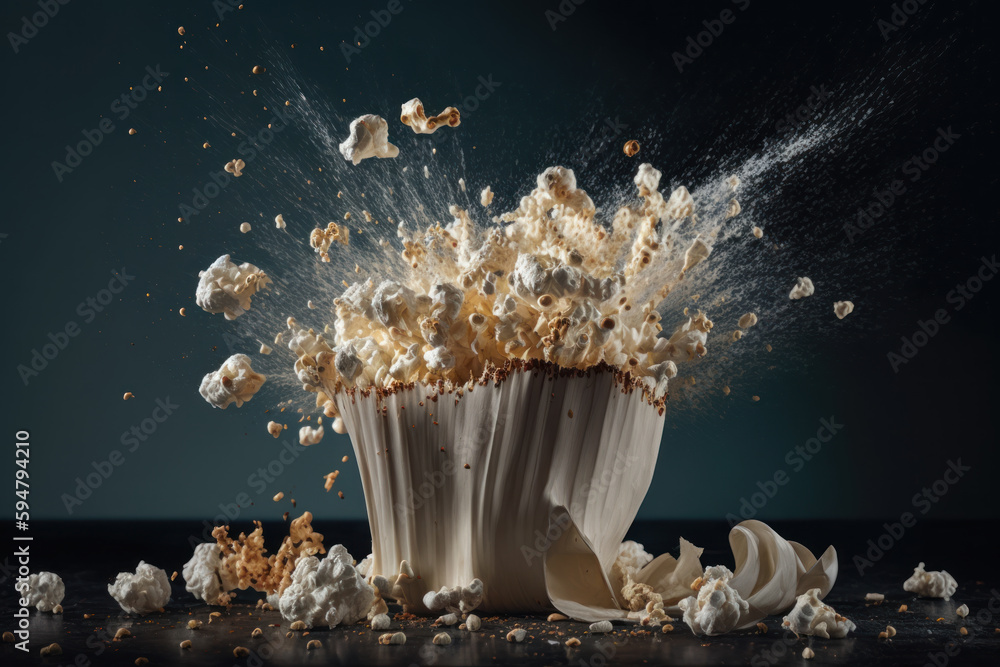 A close-up of a bowl of freshly popped popcorn, with butter melting on ...