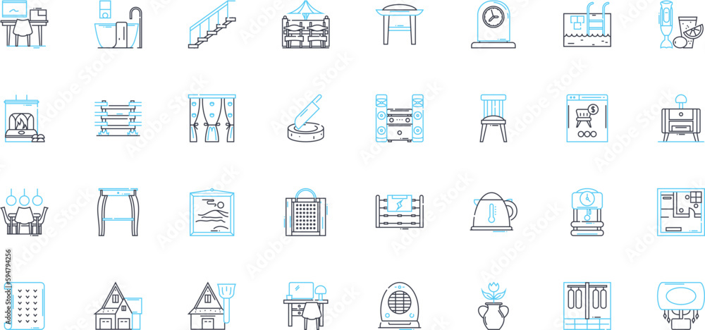 Landscape architecture linear icons set. Design, Environment ...