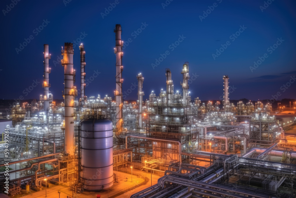 Oil refinery plant from industry zone, Oil and gas petrochemical ...