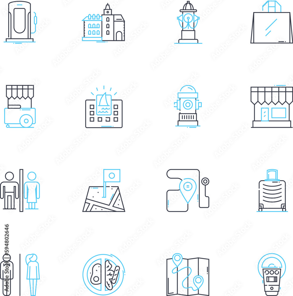 District chart linear icons set. Analysis, Visualization, Comparison ... District chart linear icons set. Analysis, Visualization, Comparison ...