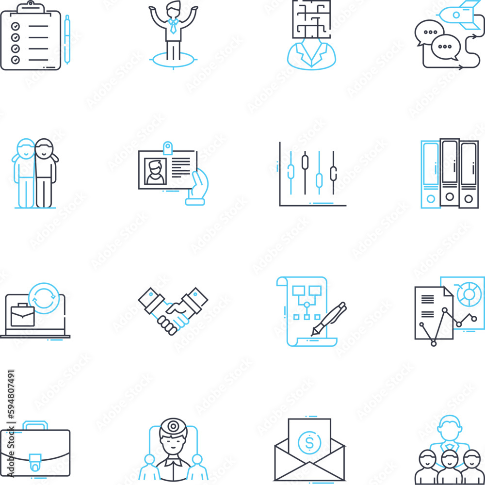 Administrative duty linear icons set. Management, Organization ...