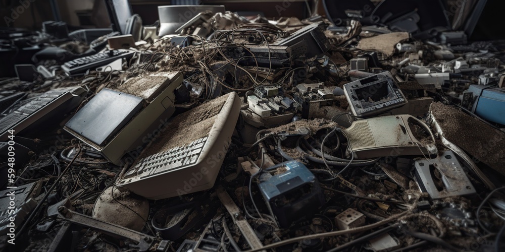 A pile of discarded electronics, highlighting the increasing problem of ...