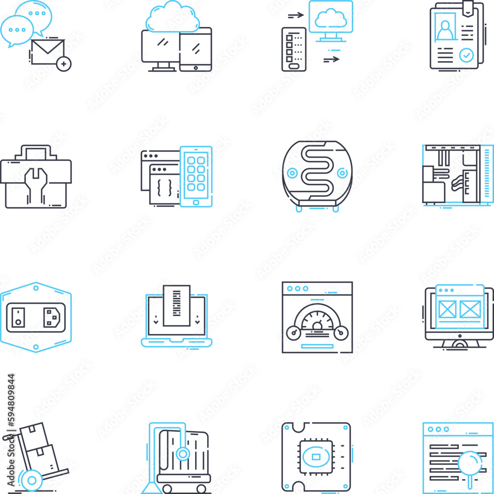 Data intelligence linear icons set. Analytics, Insights, Predictions ...