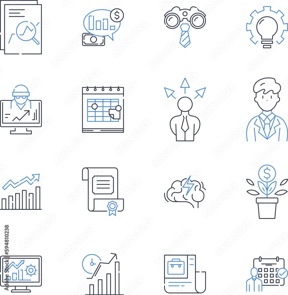 Stakeholder resources line icons collection. Collaboration, Engagement ...