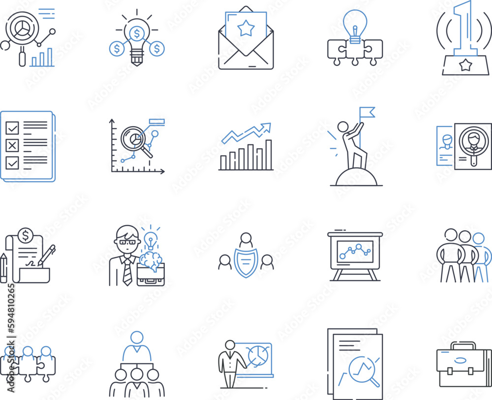 Industry growth line icons collection. Expansion, Advancement ...