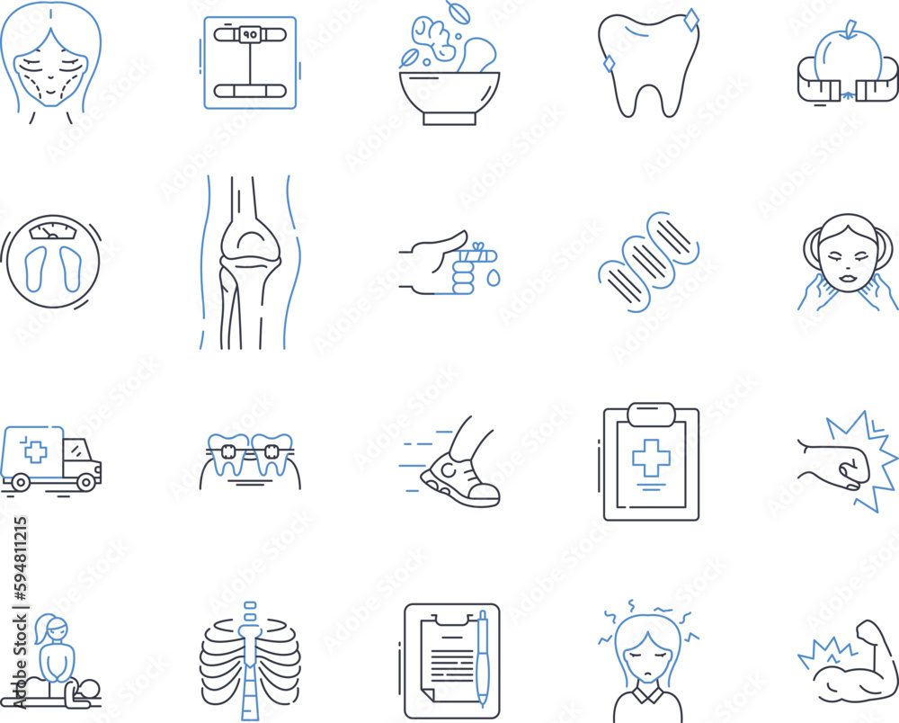 Health data analytics line icons collection. Predictive, Statistics ...