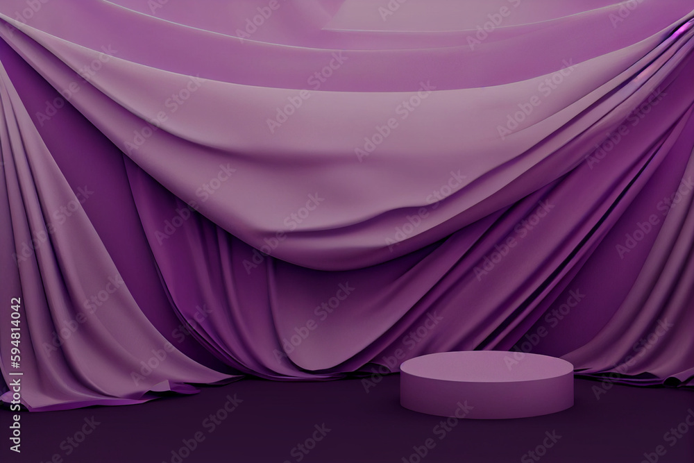 Purple fabric draped over the wall background, luxury silk backdrop for ...