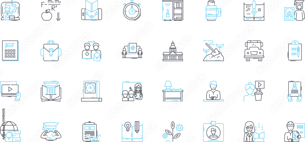 Learning linear icons set. Education, Knowledge, Skill, Training, Study ...
