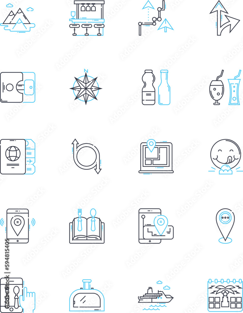 Conveyance linear icons set. Transportation, Transit, Shipping ...
