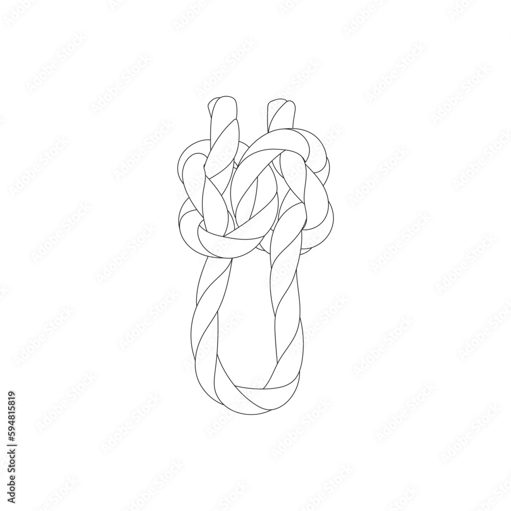 Rope Knots Borders Black Thin Line art Design Element. Vector ...
