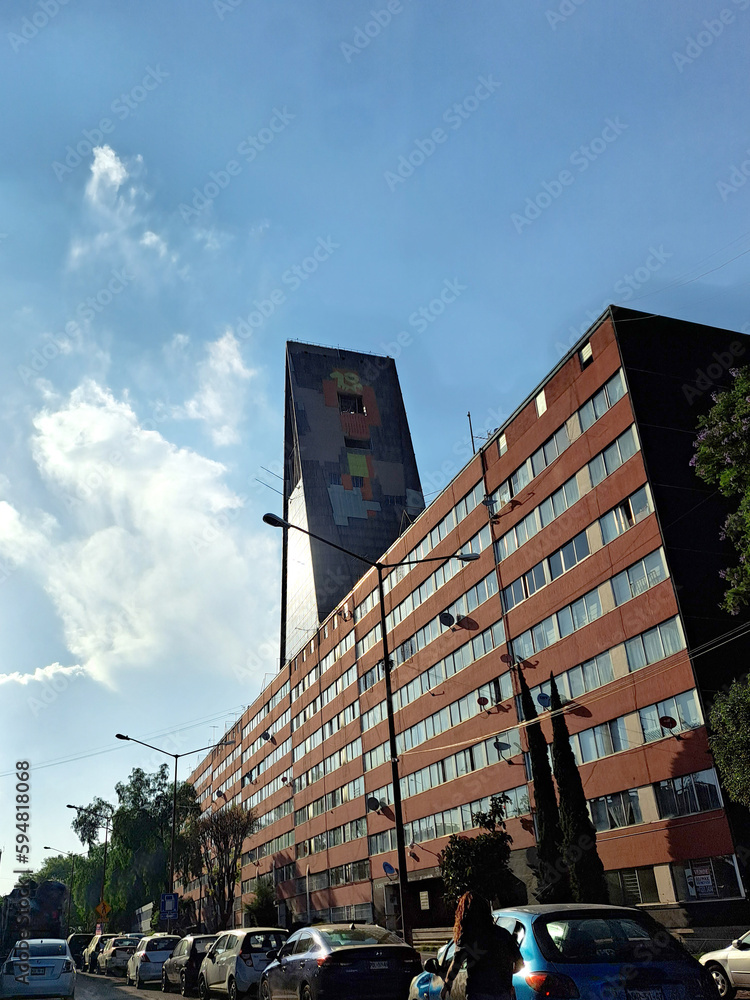 Mexico City, Mexico - Apr 06 2023: The Insignia Tower or Torre Banobras ...