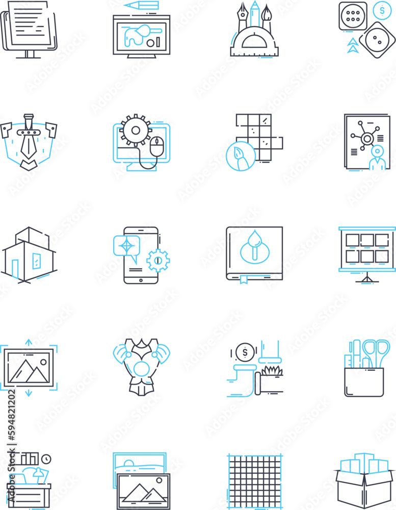3d printing linear icons set. Filament, Extruder, G-code, Fused, Layer ...