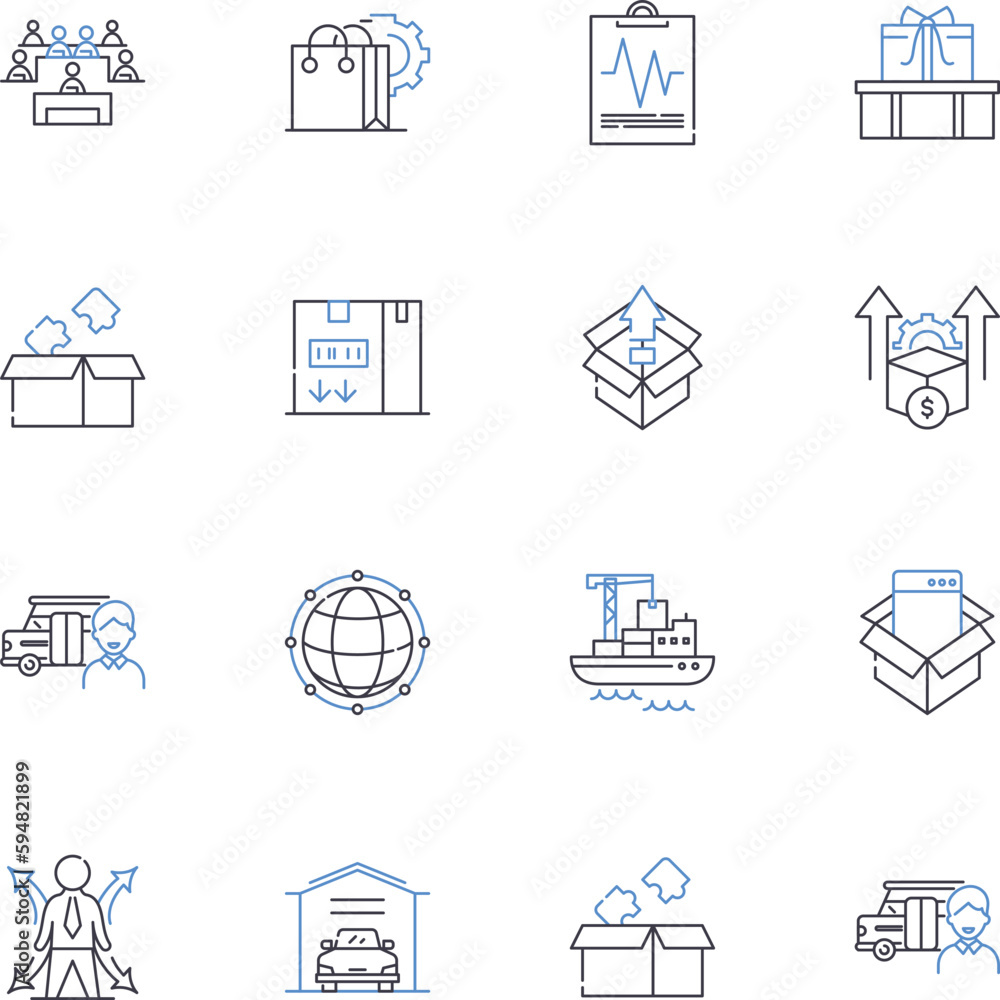 Reverse logistics line icons collection. Return, Restock, Refurbish ...